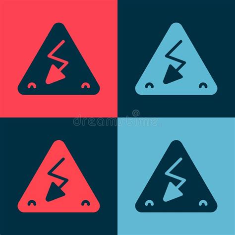 Pop Art High Voltage Sign Icon Isolated On Color Background Danger