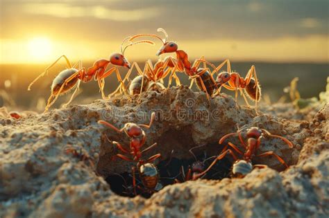 Ant Colony Exploring Intricate Design And Collective Intelligence Of A Fascinating World Stock