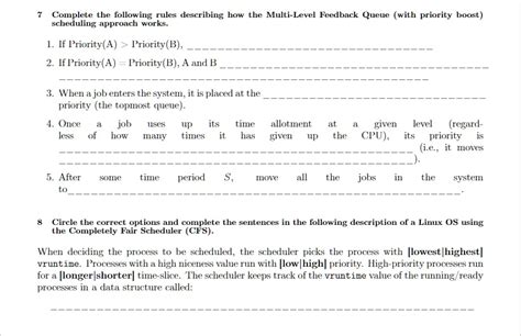 Complete The Following Rules Describing How The Multi Level Feedback Queue With Priority Boost