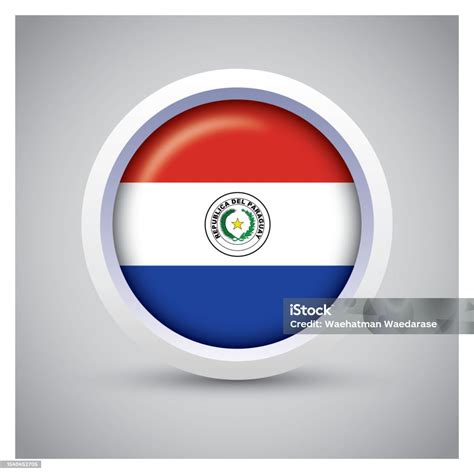 깃발 아이콘이 있는 흰색 버튼에 파라과이 국기 표준 색상 0명에 대한 스톡 벡터 아트 및 기타 이미지 0명 3차원 형태 공동체 Istock