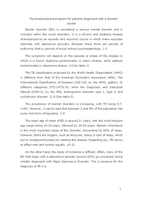 Psychoeducational Program For Patients Diagnosed With A Disorder