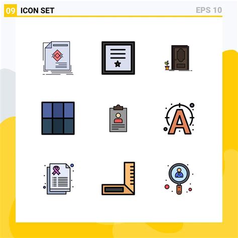 Pack Of 9 Creative Filledline Flat Colors Of Application Layout Ribbon