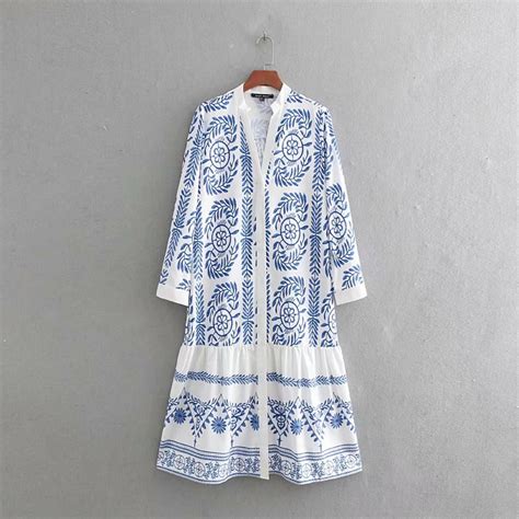 Long Floral Dress With Long Sleeves Grandado