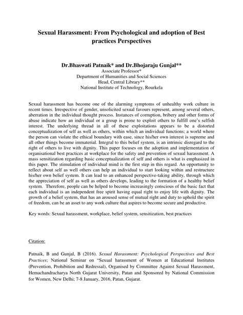 Pdf Sexual Harassment From Psychological And Adoption Of Best