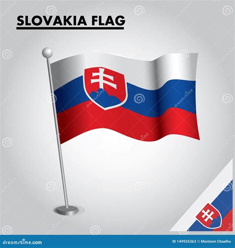 Slovakia Flag National Flag Of Slovakia On A Pole Stock Vector