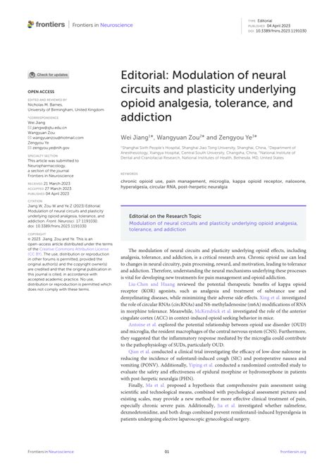 Pdf Editorial Modulation Of Neural Circuits And Plasticity