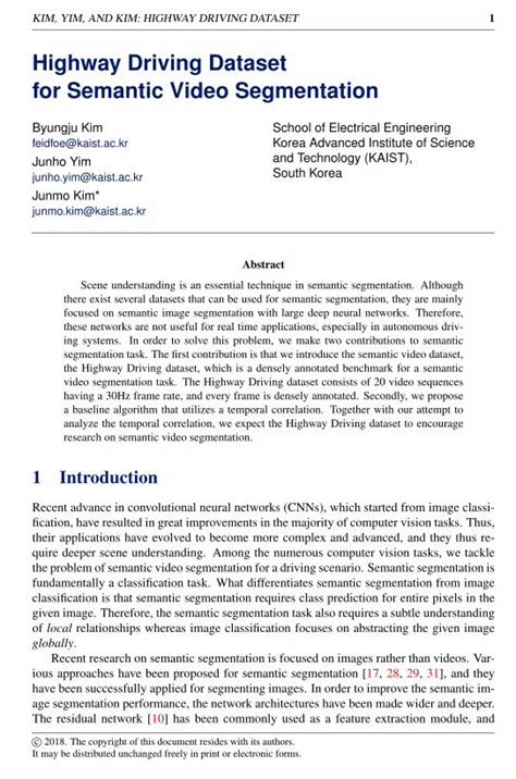 pdf highway driving dataset for semantic video segmentation · scene