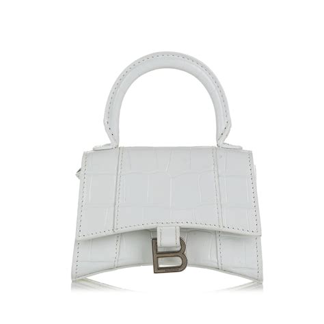 White Balenciaga Embossed Hourglass Mini Satchel Leather Ref1135109