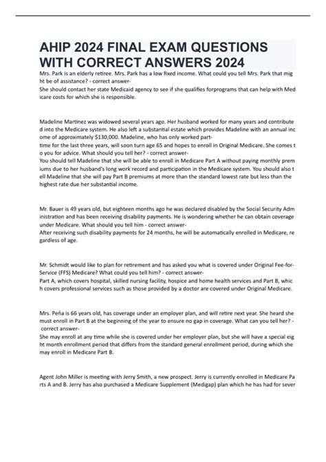 Ahip 2024 Final Exam Questions With Correct Answers 2024 Clc Stuvia Us