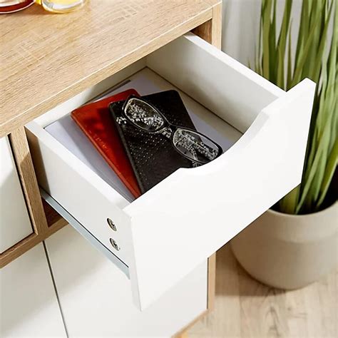 Home Source Boden 2 Drawer 2 Door Cupboard White And Oak Effect