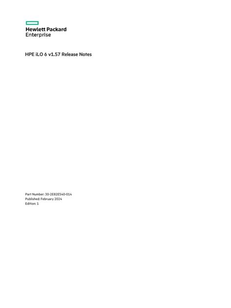 Hpe Ilo 6 V1 57 Release Notes Sd00004028en Us 2024 02 V01 Pdf