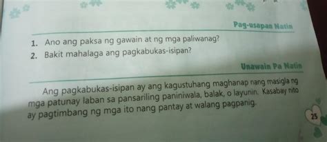Ano Ang Paksa Ng Gawain At Ng Mga Paliwanag Brainly Ph