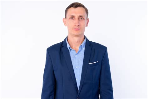 Premium Photo Businessman Wearing Suit Isolated Against White Wall
