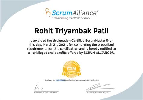 Rohit Patil On Linkedin Certifiedscrummaster Csm2021 Scrumalliance Learning Success Coaching…