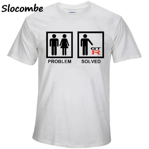 New Nissan Gtr Problem Solved T Shirts Men Cotton Short Sleeve Funny