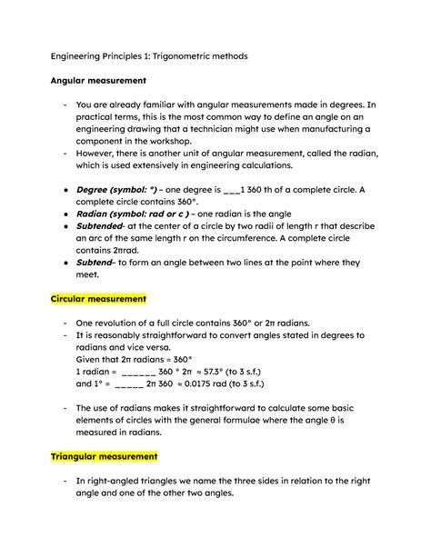 Trigonometric Methods Engineering Principles 1 Trigonometric Methods