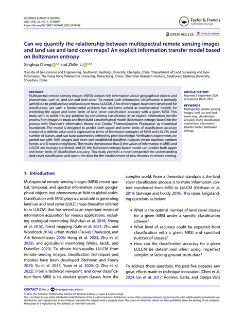 Pdf Can We Quantify The Relationship Between Multispectral Remote