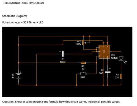 Solved Title Monostable Timer Led Schematic Diagram