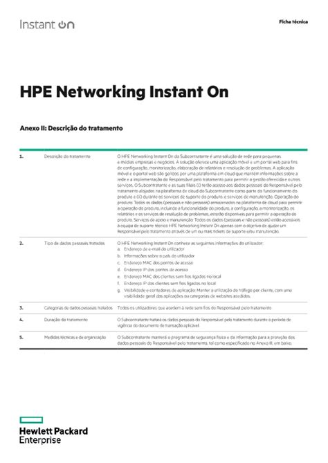Hpe Networking Instant On Anexo Ii E Iii