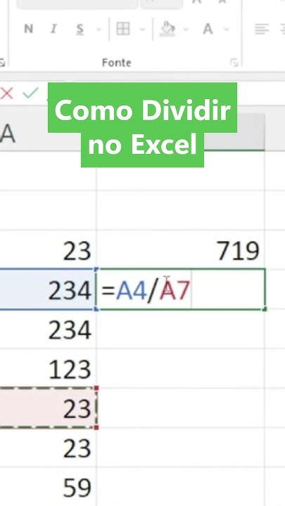 Como Dividir No Excel Básico Excel Funções Youtube
