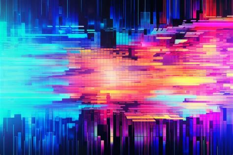 Vibrant Neon Glitch A Stunning 32 Patterned Background Premium Ai