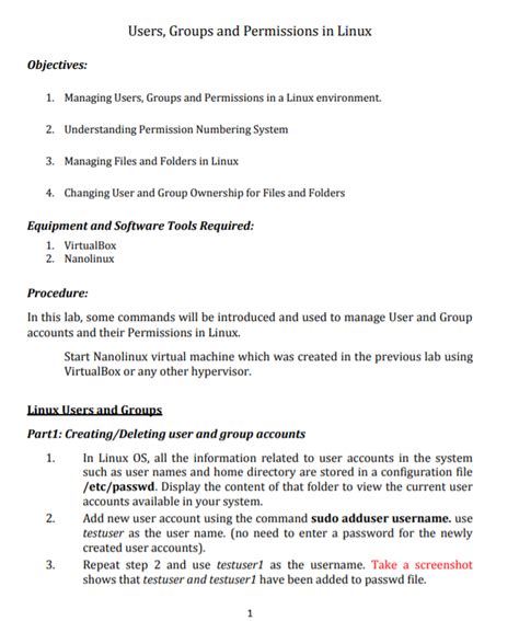 Solved Users Groups And Permissions In Linux Objectives Chegg