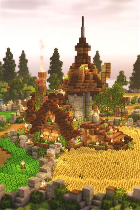 Minecraft Overgrown Windmill Farm House Tutorial Minecraft Houses