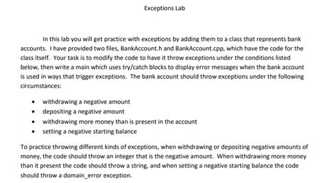 Solved Exceptions Lab In This Lab You Will Get Practice With