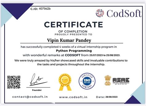 Vipin Pandey On Linkedin Codsoft Internship Certificate Job Internshipopportunity