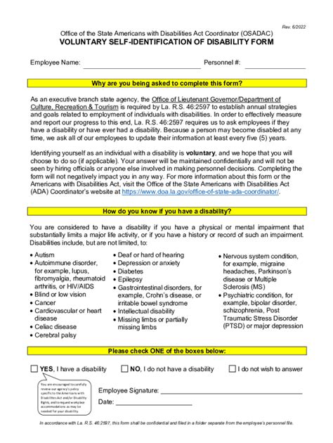 Fillable Online Voluntary Self Identification Of Disability Form Fax
