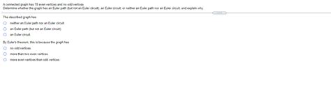 Solved A Connected Graph Has 78 Even Vertices And No Odd