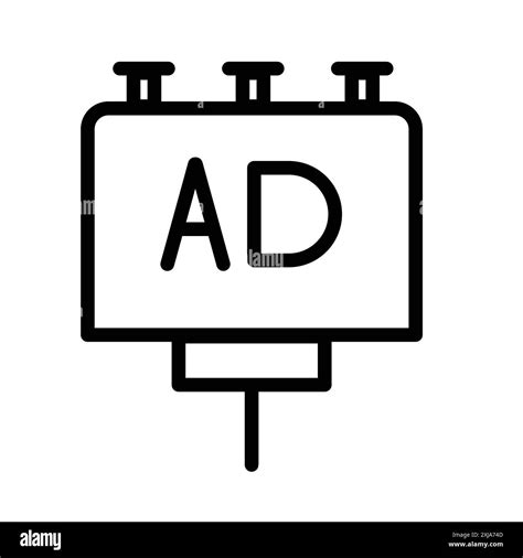 Billboard Ad Promotion Icon Set In Thin Line Outline Style And Linear Vector Sign Stock Vector