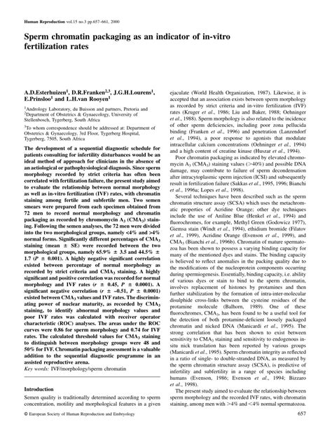 Pdf Sperm Chromatin Packaging As An Indicator Of In Vitro