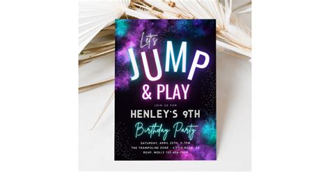 Neon Jump Invitation Trampoline Party Zazzle