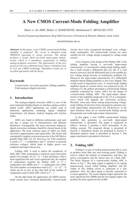 pdf a new cmos current mode folding amplifier