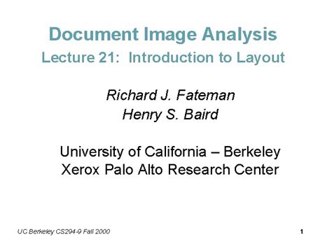 Document Image Analysis Lecture 21 Introduction To Layout