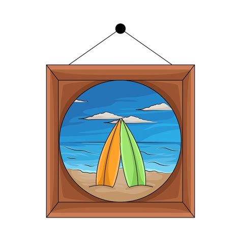 해변의 그림 프리미엄 벡터