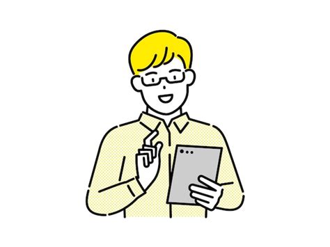 Premium Vector A Man Using A Tablet Pc