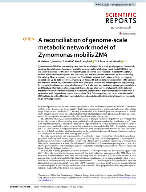 Pdf A Reconciliation Of Genome Scale Metabolic Network Model Of