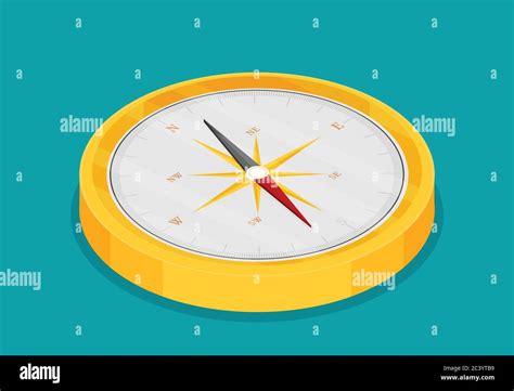 Compass Icon On A Color Background Isometric View Vector Art Illustration Stock Vector Image