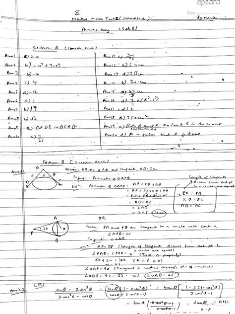 Maths Mock Test X Pdf