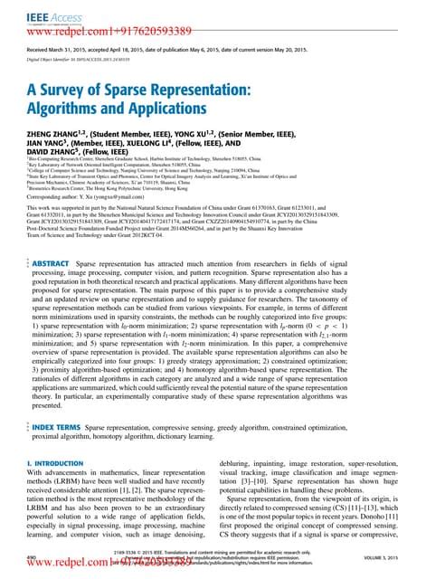 A Survey Of Sparse Representation Algorithms And Applications Pdf
