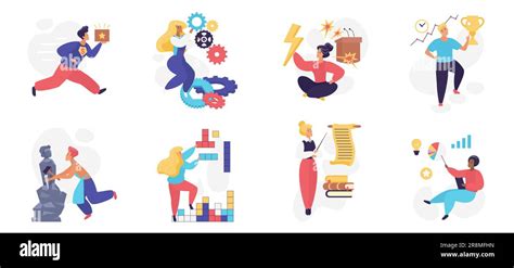 Mbti Person Types Set Vector Illustration Cartoon People With