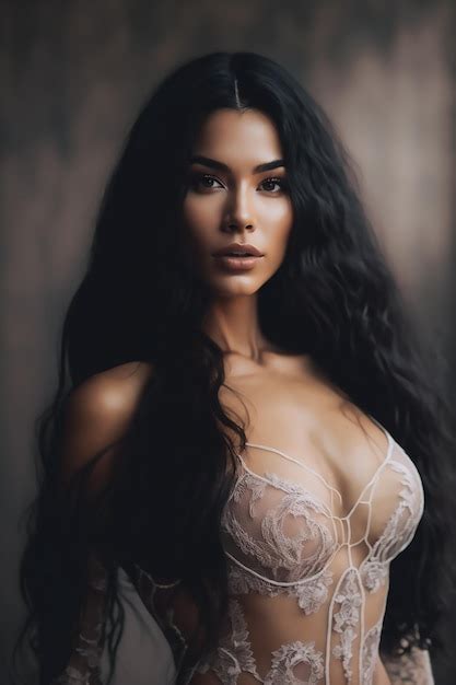 Premium Photo A Woman With Long Hair And A White Bra
