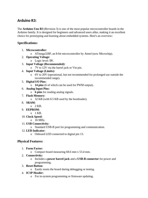 arduino r3 pdf arduino microcontroller