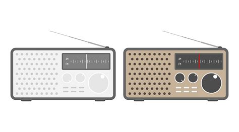안테나가있는 Fm 디지털 고정 라디오 수신기입니다 간단한 평면 벡터 그림입니다 오래 된 빈티지 방송 아이콘 라디오에 대한 스톡