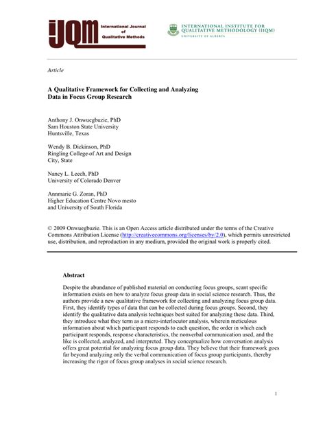 Pdf A Qualitative Framework For Collecting And Analyzing Data In