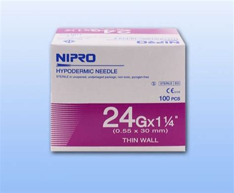 Nipro เข็มฉีดยา ขนาด 24g X 1 1 4 นิ้ว กล่อง