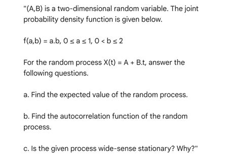 Solved Ab ﻿is A Two Dimensional Random Variable The