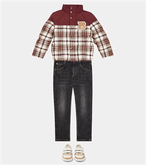 Veste doudoune en coton à carreaux en multicolore Brunello Cucinelli